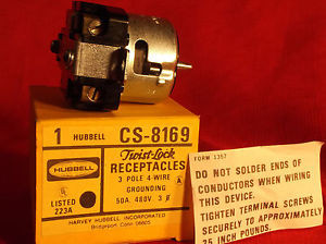 Hubbell Cs8169 Twist Lock Receptacle 480V 3P-4W 50A New - SPW Industrial