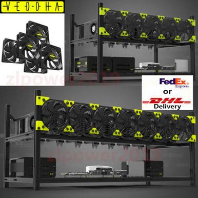 Veddha 6/8Gpu Miner Case Stackable Open Air Computer Mining Rig Frame ...