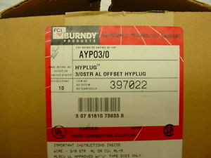 Burndy Hyplug Ayp03/0 Al Offset Adapter Al/Cu Cable Connector Type Pin ...