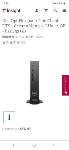 New Dell Optiplex 3000 Tc Intel Celeron Processor N5105 4Gb Ram 32Gb ...
