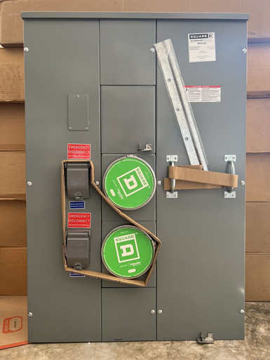 Square D Meter Stack MP42200 400 amp 2-Gang Meter Socket 200A Ringed