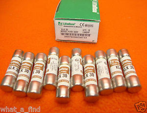 10 Box Littelfuse KLK-30 Fuse KLK30 30 Amp 600 V VAC 500 VDC KTK Midget ...