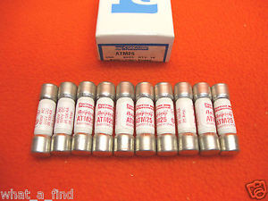 10 Box Ferraz Shawmut ATM-25 Fuse ATM25 25 Amp 600 V AC DC Volt KTK KLK ...