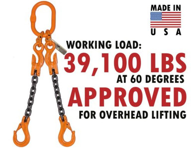 Shop 5/8" X 15' Ft Adjustable Chain Sling 2 Leg Double Grade 100 Safety ...