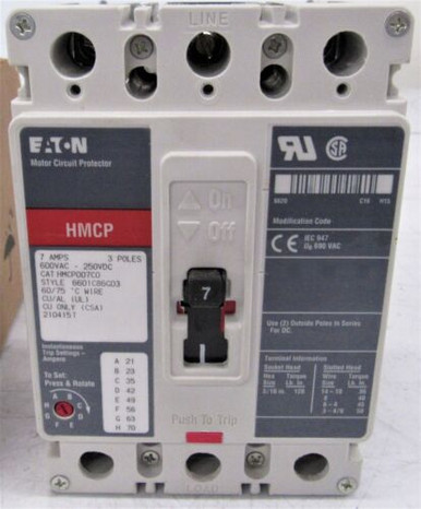 Shop Eaton Nsb Hmcp007C0 Motor Circuit Protector Mcps Hmcp 3P 7A 600V ...