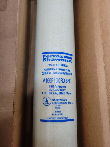 Ferraz Shawmut A155F1D0R0-65E 15.5Kv Fuse Surplus In Box - SPW Industrial