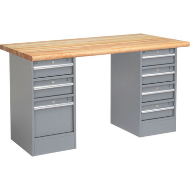 Shop 72"W X 30"D Workbench 1-3/4" Safety Edge Maple Top 3 Drawer/4 ...