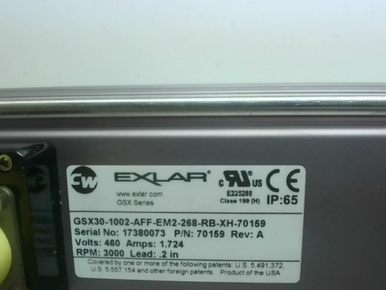 Shop Exlar Gsx30-1002-Aff-Em2-268-Rb-Xh-70159 Servo Actuator 460V 30 ...