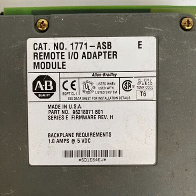 Allen-Bradley Plc5 Remote I/O Adapter Module 1771-Asb E Series E Fw Rev ...