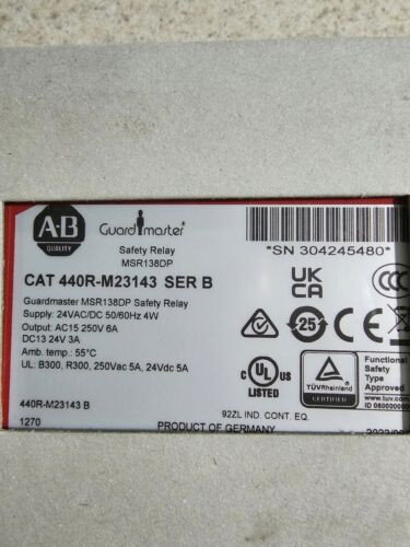 New Ab 440R-M23143 Guardmaster Safety Relay Msr138Dp B Allen Bradley ...