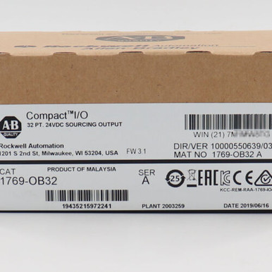 Allen Bradley Compactlogix 32 Pt 24Vdc D/O Module 1769-Ob32 New Stock ...