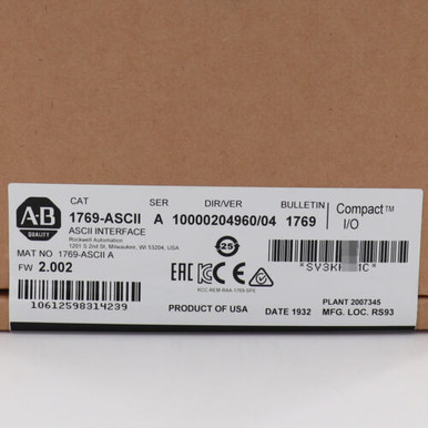 1Pc New Allen-Bradley 1769-Ascii Ser A Compactlogix Ascii Interface ...