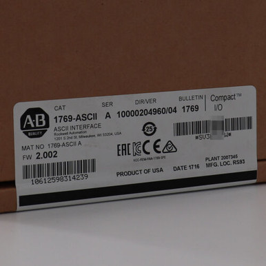 New Factory Sealed Allen-Bradley 1769-Ascii Compactlogix I/O 1769Ascii ...