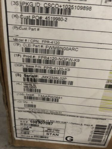 Cisco Fpr4120-Ngfw-K9 Firepower Ngfw Appliance 1U 2X Netmod Bays Open Box