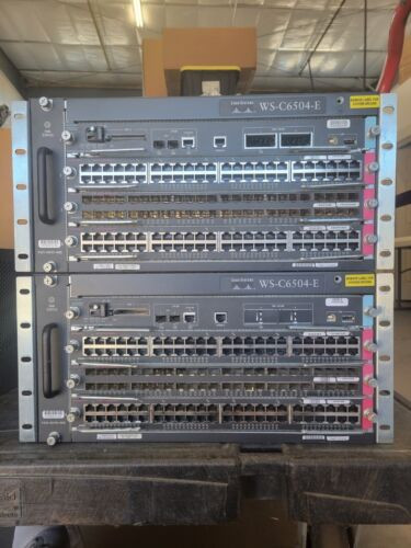Cisco Ws-C6504-E Switch W/ Vs-S720-10G-3C Ws-X6748-Sfp 2X Ws-X6748-Ge ...