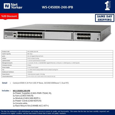 Cisco Catalyst Ws-C4500X-24X-Ipb 4500-X 24 Port 10Ge Ip Base -Same Day ...