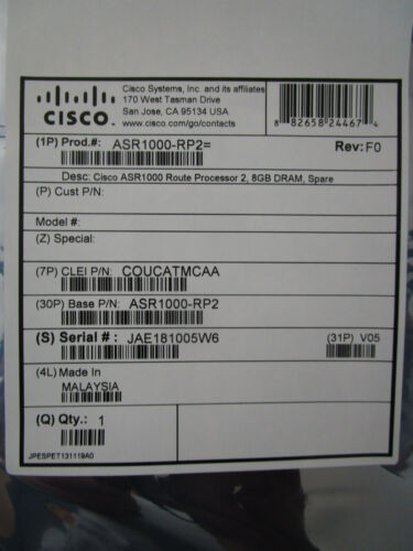 Cisco Asr1000-Rp2 Asr1000 Series Route Processor Data Router New