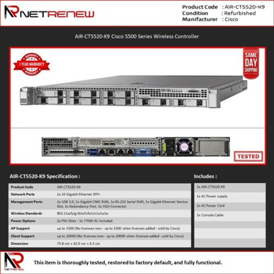Cisco Air-Ct5520-K9 5520 Series Wireless Lan Controller