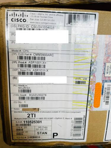 Cisco Asr1001-X 6-Port Gigabit Sfp Router 8Gb Dram Asr1001X/K9 Dual Ps