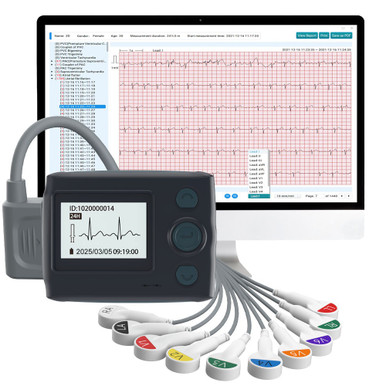 New 12 lead Holter Monitor 24h Portable with AI analysis software for Mac