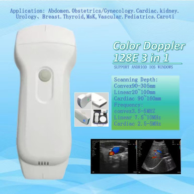 New 128E Wireless Ultrasound Color Doppler 3 in 1 Convex Linear Phased