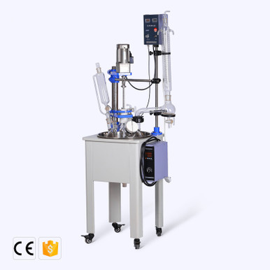 New 10L 110V Single Layer Glass Reactor with Heater for Synthetic Reaction