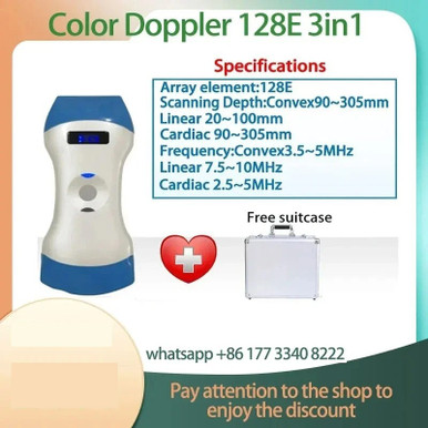 New 128E Elements Wireless Ultrasound Probe Scanner Color Doppler 3 in 1