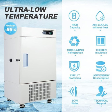 New 58L -86C Lab Low Temperature Freezer Ultra-cold Refrigerator Cryogenic