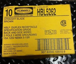Hubbell Wiring Device-Kellems Hbl5262 Receptacle,Duplex,15A,125V,Br ...