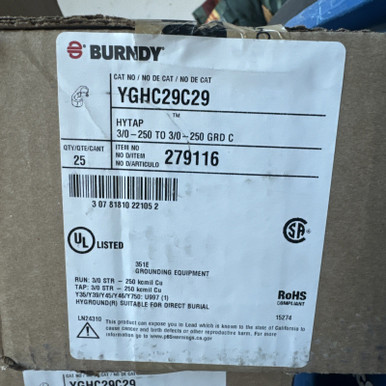 Burndy Yghc29c29 Compression Grounding C-tap Connector Qty 25 - SPW ...