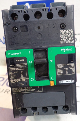 Square D Bjl36070 70 Amp 600V 3 Pole Feed Thru Powerpact Breaker Tested