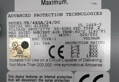 Advanced Protection Technologies TE/4XGA/24/DC Surge Protector