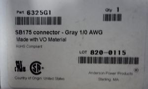 5 ANDERSON POWER PRODUCTS SB175 GRAY CONNECTORS 1/0 awg 175 amps VO ...
