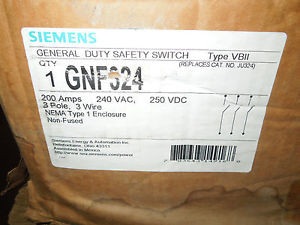 Siemens #Gnf324, 200 Amp, 240 Volt, 3 Pole, Non Fuse, Nema ...