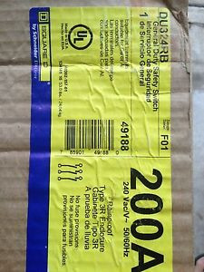 Square D 200 Amp Safety Switch Du324Rb 240 Vac 3R Outdoor New In Box ...