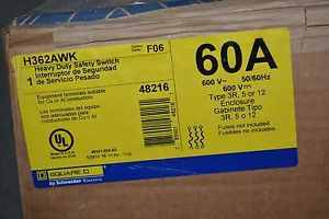 Square D Disconnect Cat# H362Awk 60A 600V 3P Fusible - SPW Industrial