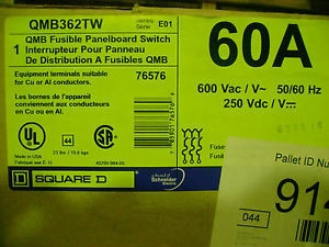 Square D Panel Switch Cat#Qmb362Tw 60A 600V 3 Pole Fused - SPW Industrial