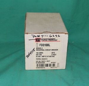 Cutler Hammer FD3100L Circuit Breaker Ser.C 100A 100 amp 600VAC 3P NEW