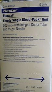 Buy - NEW BAXTER 4R0001 600ML SINGLE BLOOD-PACK UNIT W/TUBE AND 15GA ...