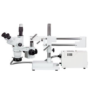 Amscope 2X-225X Advanced Boom Trinocular Stereo Microscope With Fiber ...