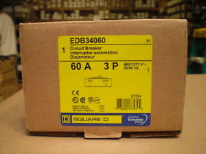 Square D Circuit Breaker Edb34060 60 Amp 3 Pole 480/277V Bolt On - New ...