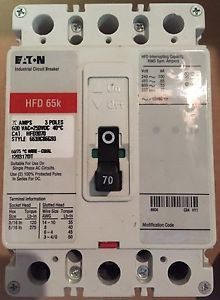 Industrial Circuit Breaker Cutler Hammer/ Eaton Cat Hfd3070 70 Amp 600V ...