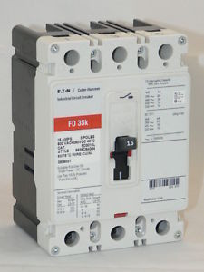 Used Cutler Hammer Fd3015 Circuit Breaker Type Fd 35K 3 Pole 15 Amp 600 ...