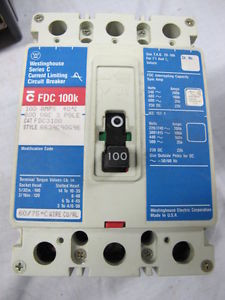 Westinghouse Fdc3100 3 Pole 100 Amp 600 Volt Circuit Breaker - SPW ...
