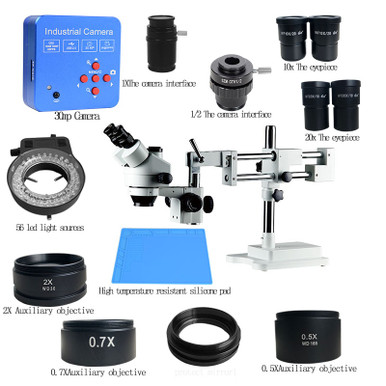 Dual arm gimbal triocular stereoscopic microscope 30mp hd camera HDMI ...