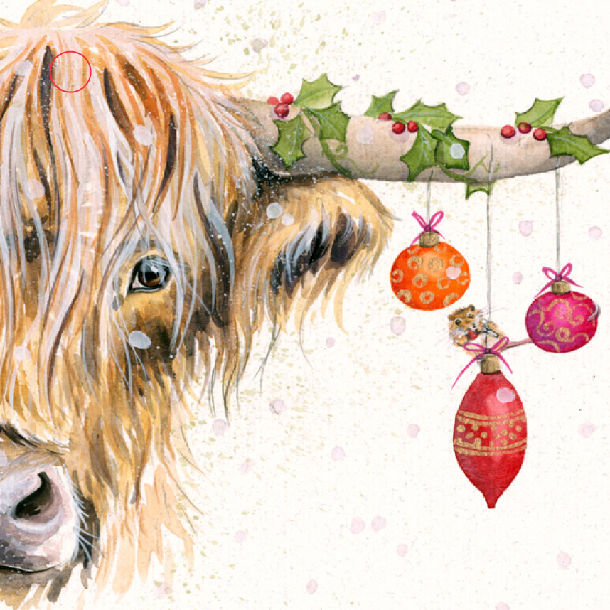 Deck the Horns....Gift tag 7cm x 7cm - The Event Gallery Fine Art Ltd