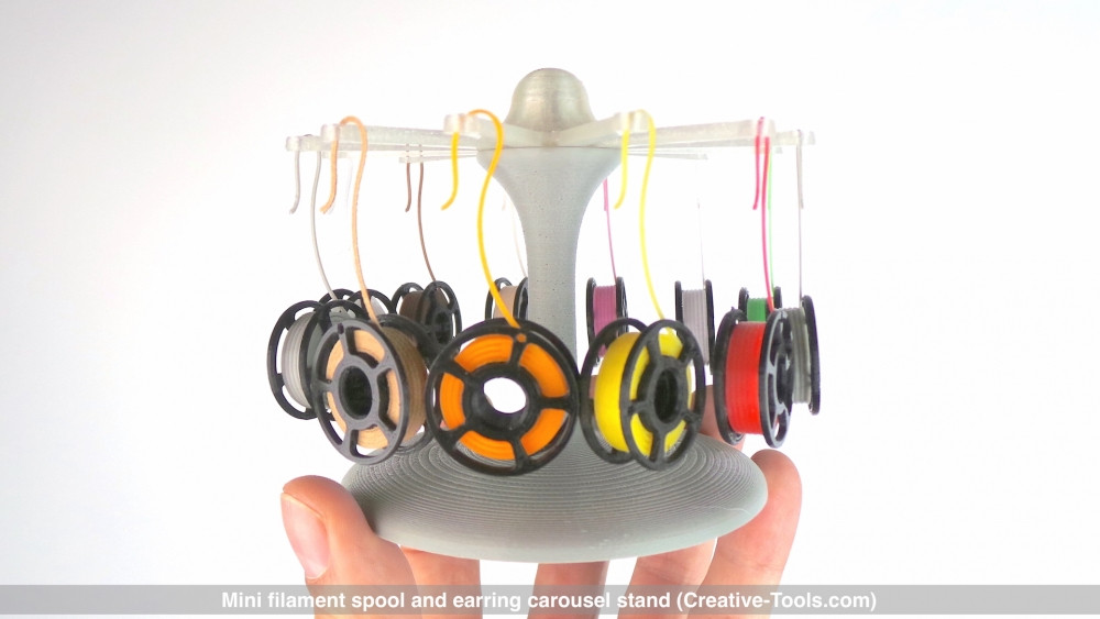 Mini filament spool and earring carousel stand