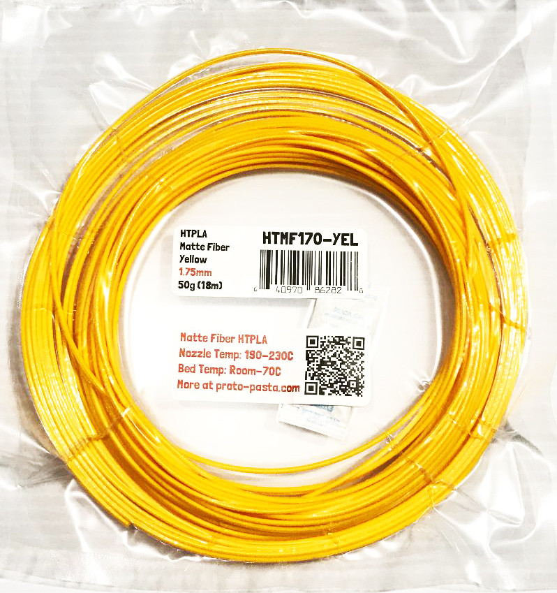Proto-Pasta Matte Fiber HTPLA - Yellow 3D Printing Filament 1.75mm (50g)