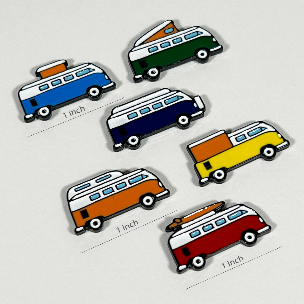 VW Magnetic Classic Campervan Enamel Pins Collection