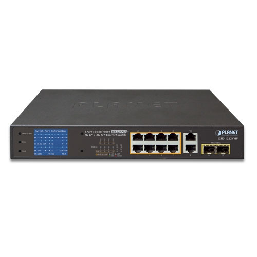 8GE PoE + 2GE + 2SFP Unmanaged LCD PoE Switch - Indigo Distribution